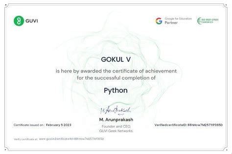 Gokul V On Linkedin Python Guvicertification Codingjourney