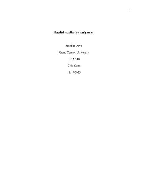 Hospital Application Assignment Hospital Application Assignment Jennifer Davis Grand Canyon