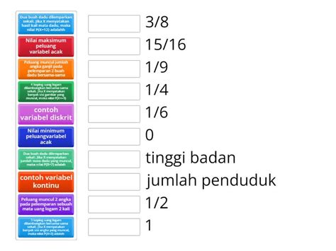 Quiz Distribusi Variabel Acak Diskrit Match Up