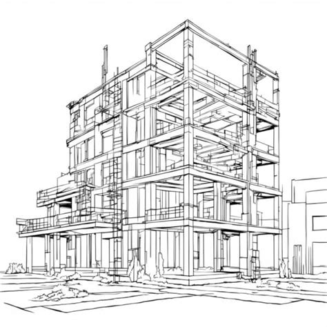 Descarga Dibujo De Edificio En Construcción Páginas Para Colorear En