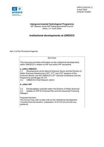 Institutional Developments At Unesco