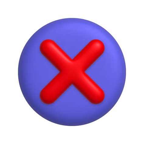 Red Cancel Cross Mark Icon On Round Purple Button 3d Realistic Design