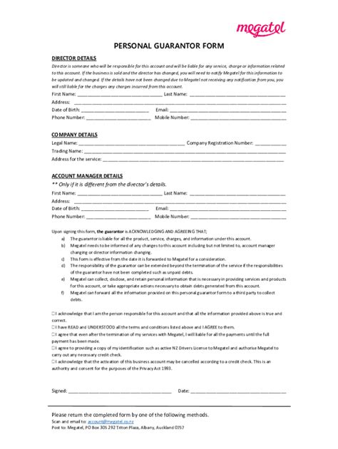 Fillable Online Personal Guarantor Form Fax Email Print Pdffiller
