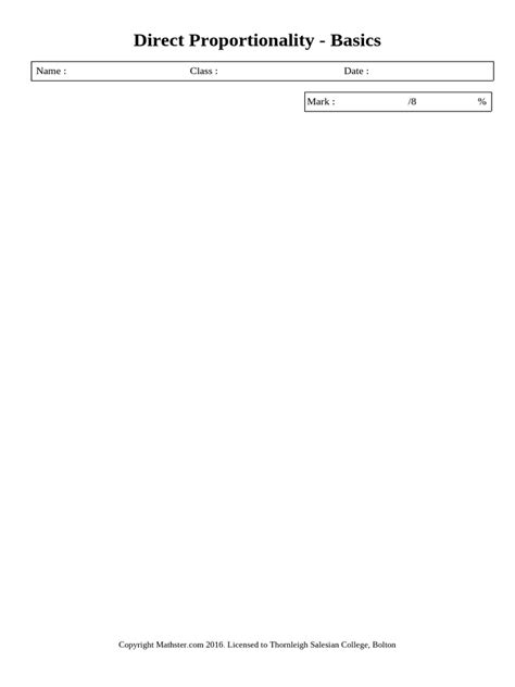 Direct Proportionality Basics 1 Pdf