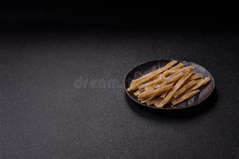 Food Snacks Or Jerky Made From Dried Dehydrated Salted Fish With