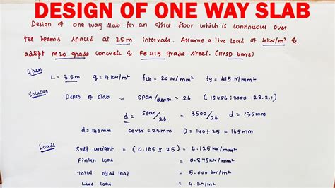 Design Of One Way Slab One Way Slab Design Limit State Method