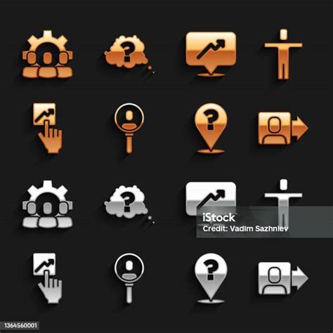 사용자 검색 헤드 헌팅 팀 리더 물음표 그래프 일정 차트 프로젝트 팀 베이스 및 아이콘을 설정합니다 벡터 개념에 대한 스톡 벡터