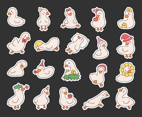 Cute Kawaii Goose Sticker Bookmark Personagens De Desenho Animado De