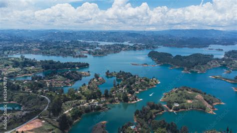 Landscape Of The Guatape Dam Aerial View Guatape Antioquia Colombia