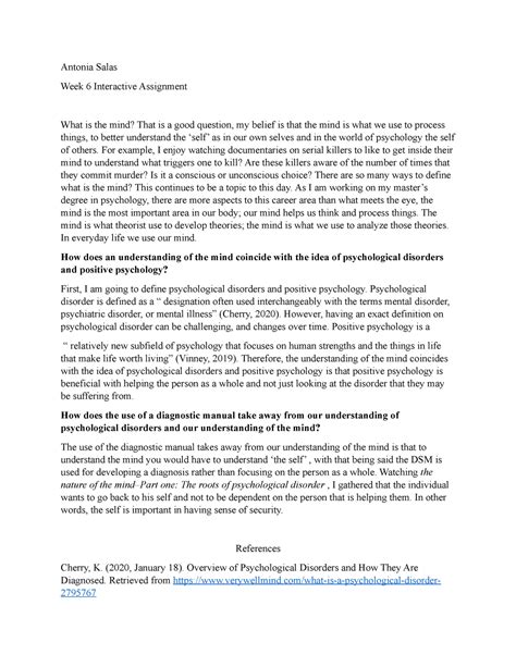 Week 6 Interactive Assignment Antonia Salas Week 6 Interactive