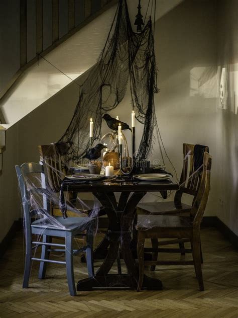Table Setup For A Halloween Diner Stock Image Image Of Homemade