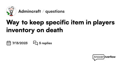 Way To Keep Specific Item In Players Inventory On Death Admincraft