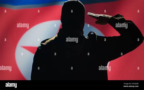 Secret Intelligence Agent Doing Saluting Hand Gesture Towards North