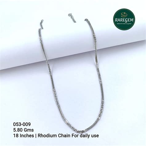 Elegant Rhodium Sterling Silver 18 Inch Chain Necklace 925 Silver
