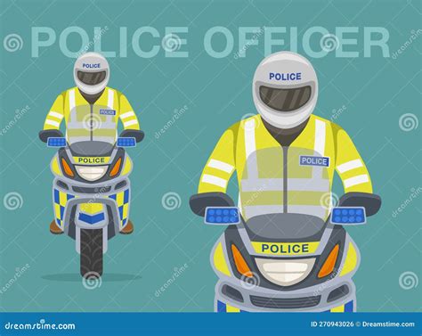 Isolated European Motorcycle Patrol Unit Police Officer On Bike Front