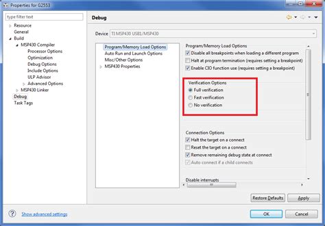automatic verify flash after programming msp low power