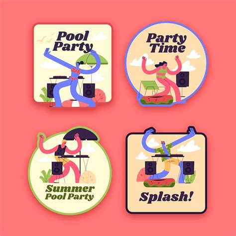 Free Vector Labels Collection For Pool Party
