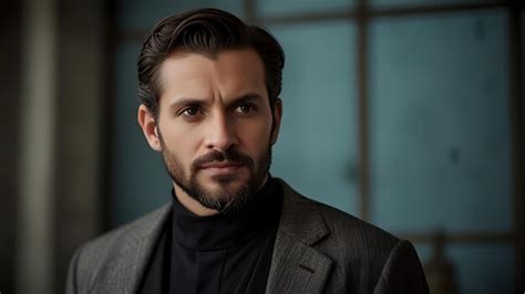Actor With A Beard And A Black Shirt Premium Ai Generated Image