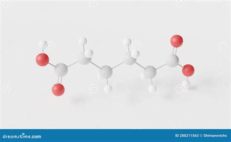 Adipic Acid Molecule 3d Molecular Structure Ball And Stick Model