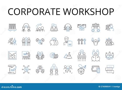 Corporate Workshop Line Icons Collection Business Seminar Leadership
