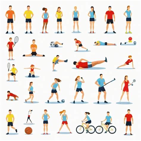 a collection of people doing exercise including one of them doing