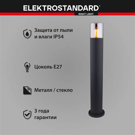 Уличный светильник Elektrostandard Roil (35125/F) чёрный/дымчатый ...