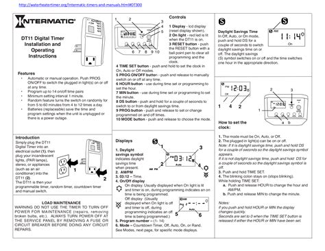Instructions For Intermatic Timer Gas Furnace