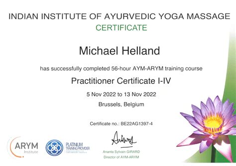 Ayurvedic Yoga Massage Certified 2022 Michael Helland