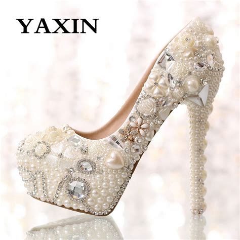 Белый / кот любовь жемчужина горный хрусталь свадебные туфли на ...