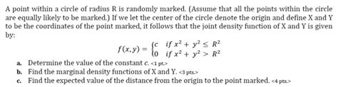 Solved A Point Within A Circle Of Radius R Is Randomly Chegg
