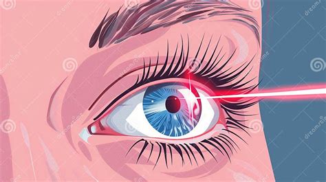 Illustration Laser Eye Correction For Vision Improvement Beam And