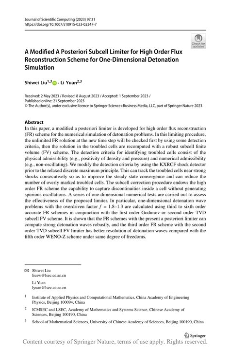 A Modified A Posteriori Subcell Limiter For High Order Flux Reconstruction Scheme For One