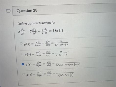 Solved Define Transfer Function For