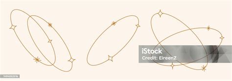 선형 미니멀리즘 미적 프레임과 별과의 경계의 벡터 집합입니다 원형 타원형 및 아치형 현대적인 기하학적 모양으로 소셜 미디어 장식