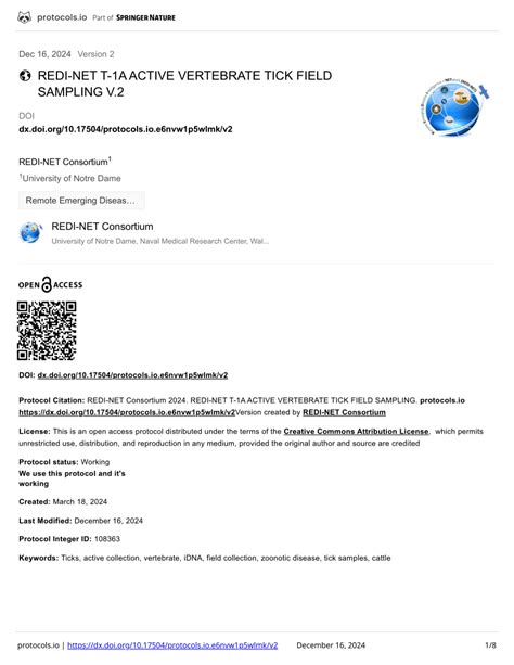 Pdf Redi Net T 1a Active Vertebrate Tick Field Sampling V2