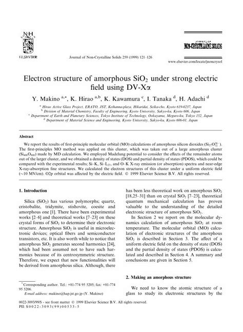 Pdf Electron Structure Of Amorphous Sio2 Under Strong Electric Field Pdf Electron Structure Of Amorphous Sio2 Under Strong Electric Field