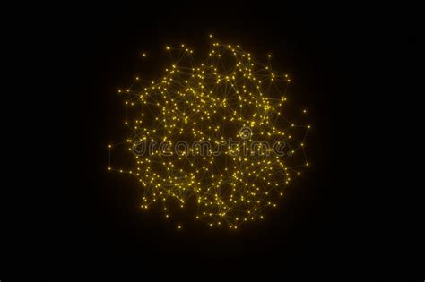 3d render loop abstract technology plexus connection dot on black