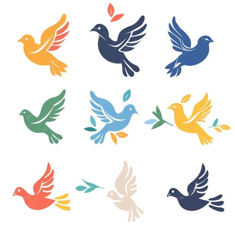Peace Dove Graffiti Pigeons Twigs Ink Illustration Flying Birds