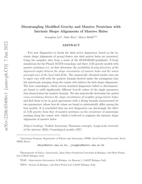 Pdf Disentangling Modified Gravity And Massive Neutrinos With Intrinsic Shape Alignments Of
