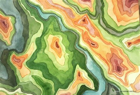 Watercolor Topography Map Art
