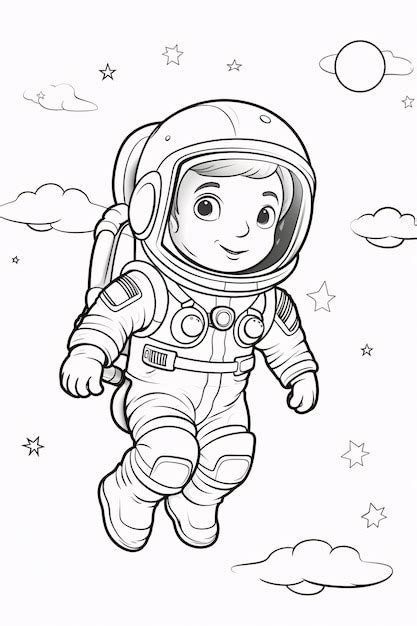 Libro Da Colorare Per Bambini Simpatico Astronauta Sullo Spazio In