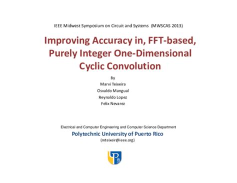 pdf improving accuracy in fft based cyclic convolution marvi