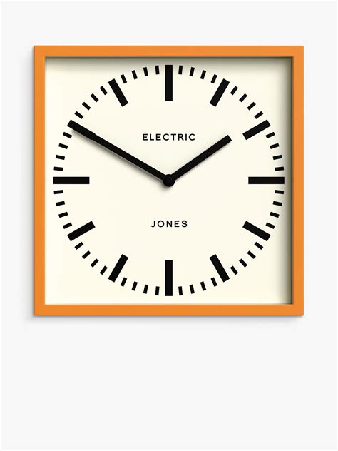 Jones Clocks Electric Square Analogue Wall Clock 25cm Orange