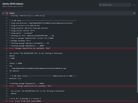 error when checking r package on ubuntu with github actions but not