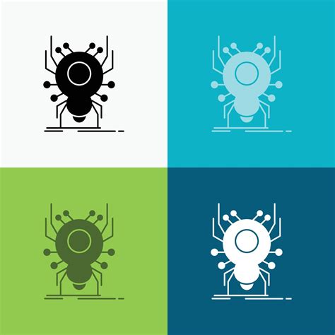 Bug Insect Spider Virus App Icon Over Various Background Glyph Style Design Designed For
