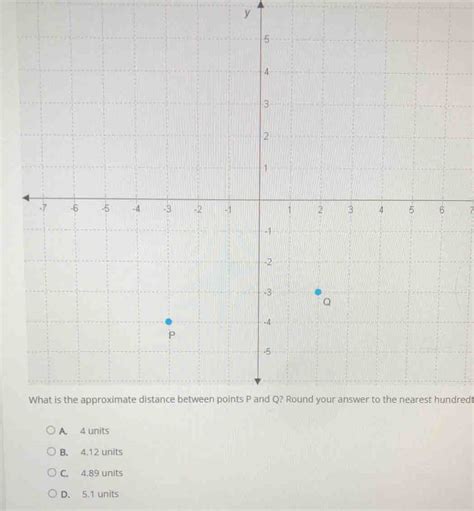 solved y what is the approximate distance between points p and q