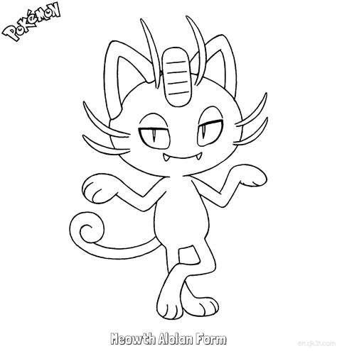 Meowth Alolan Form Coloring Page Free Printable Pokemon Coloring