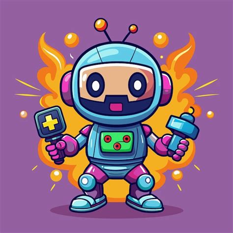 Premium Vector Cute Robot Gamer