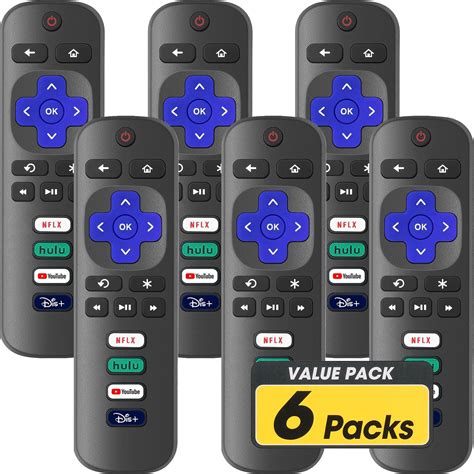 6 Pack Replacement Remote Control Only For Roku Tv