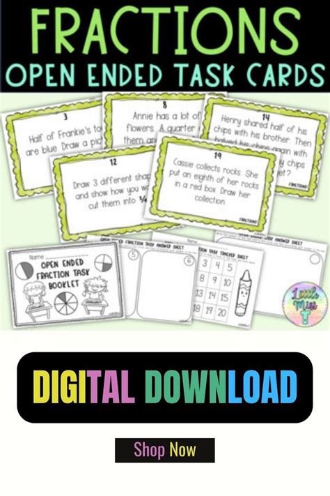 Fractions Task Cards And Workbook Open Ended Math Questions